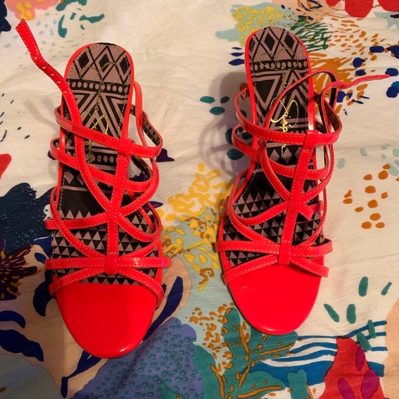 Jessica Simpson | Shoes | Jessica Simpson Neon Coral Caged Heel Sandal ...